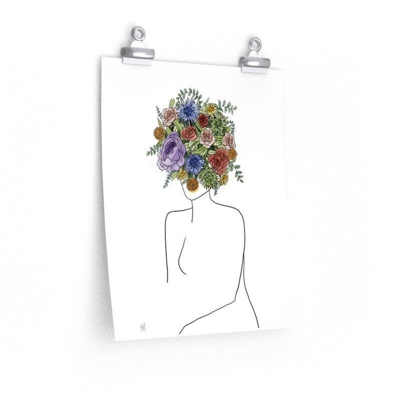 Flower Head Line Art Drawing Printable Wall Art Line Art - Etsy