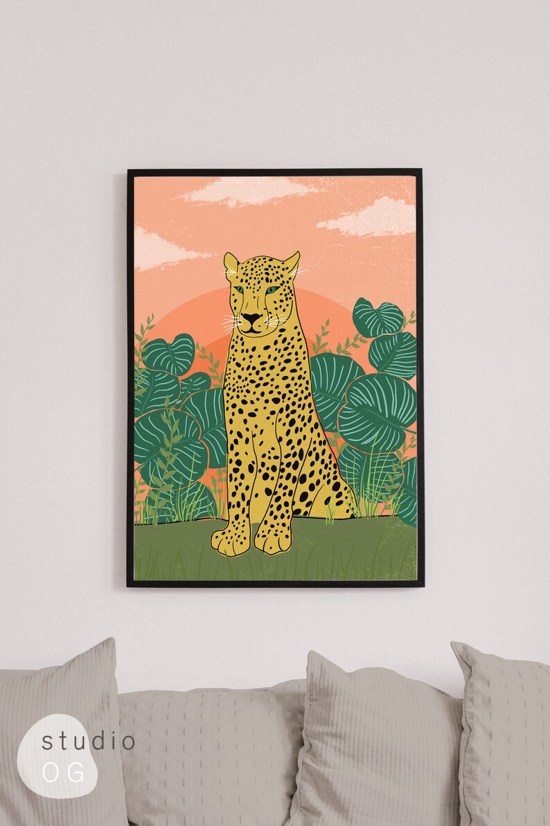 Cheetah Art Print Cheetah Wall Art Modern Art Print Jungle - Etsy