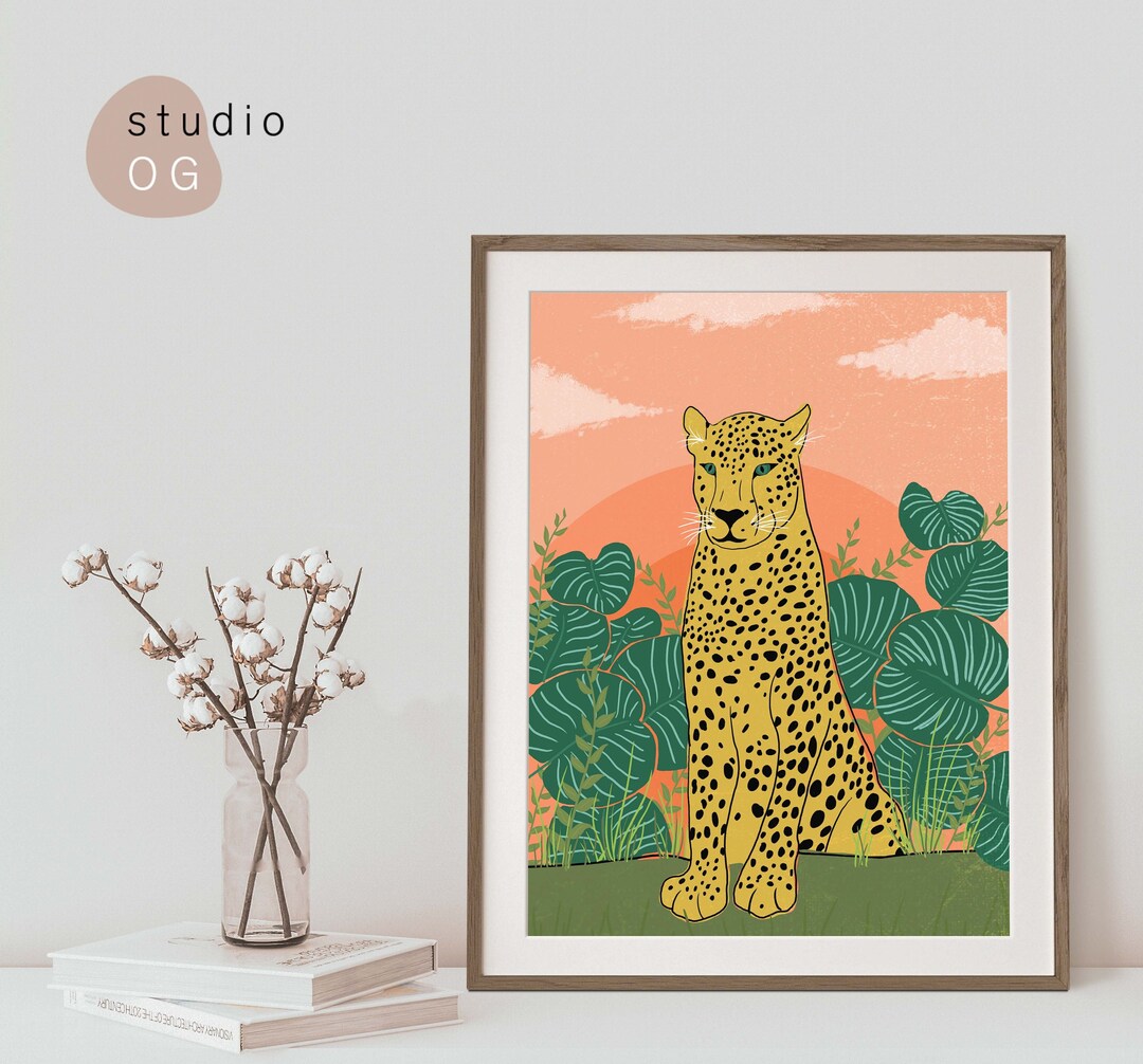Cheetah Art Print Cheetah Wall Art Modern Art Print Jungle - Etsy