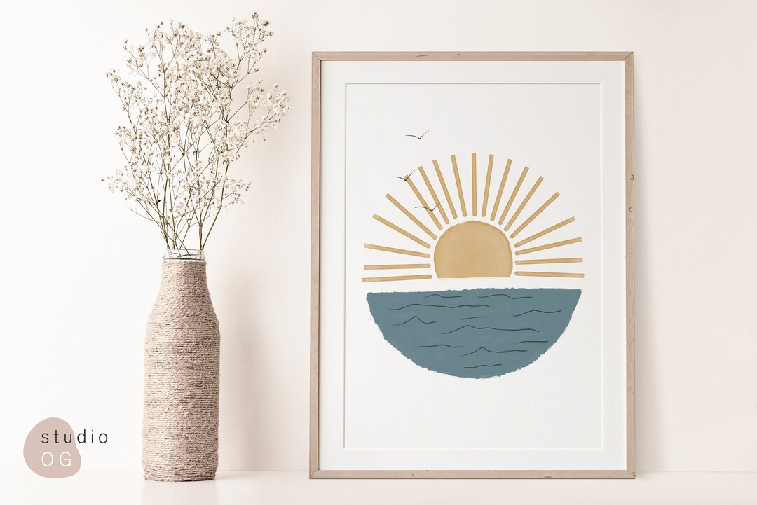 Sun and Beach Art Print, Sun Art Printable, Beach Art Print, Summer Art ...