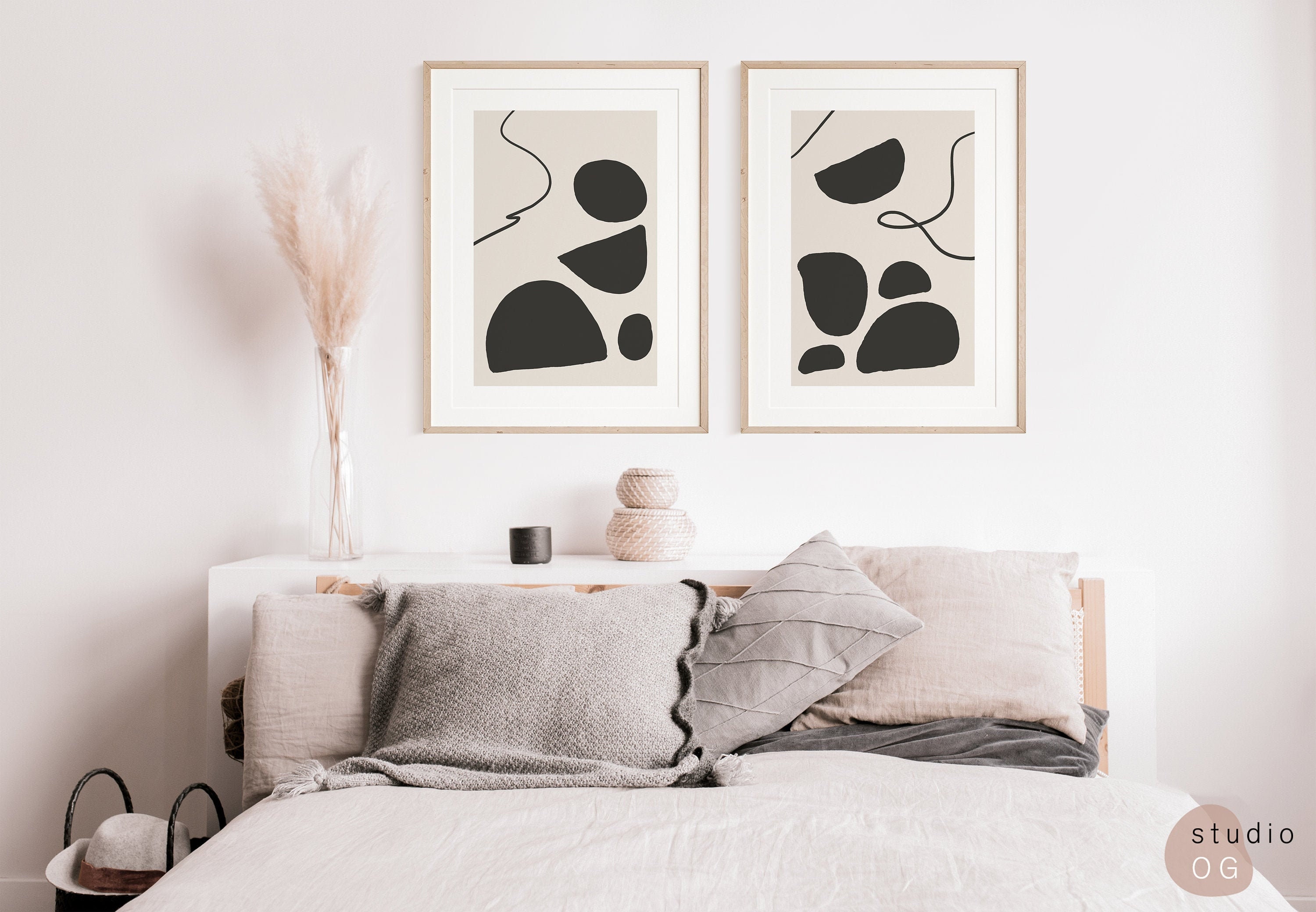 Abstract Shape Art Print, Mid Century Art Print, Set of 2 Art Prints ...