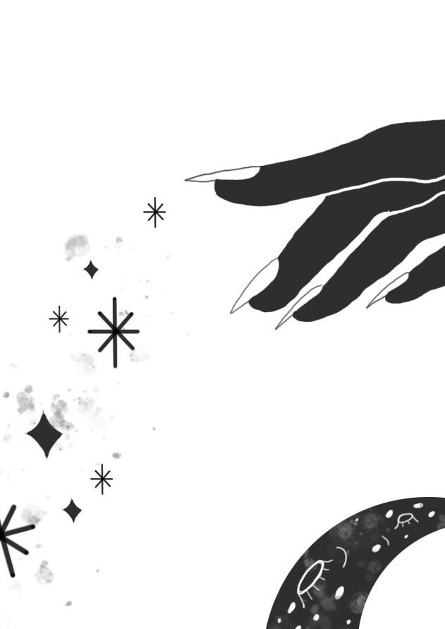 Hands and Moon Digital Print, Celestial Art Print, Charcoal Moon Print ...