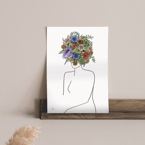 Flower Head Line Art Drawing Printable Wall Art Line Art - Etsy