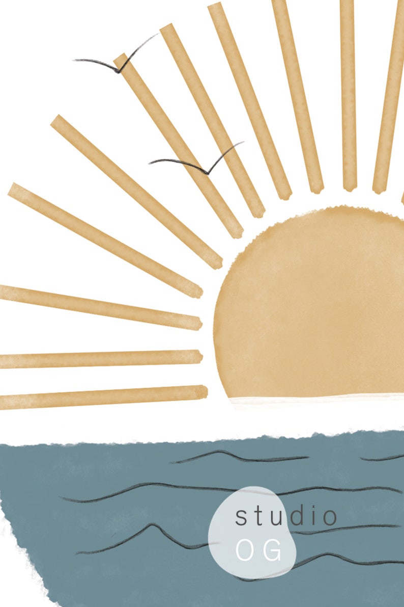 Sun and Beach Art Print Sun Art Printable Beach Art Print - Etsy
