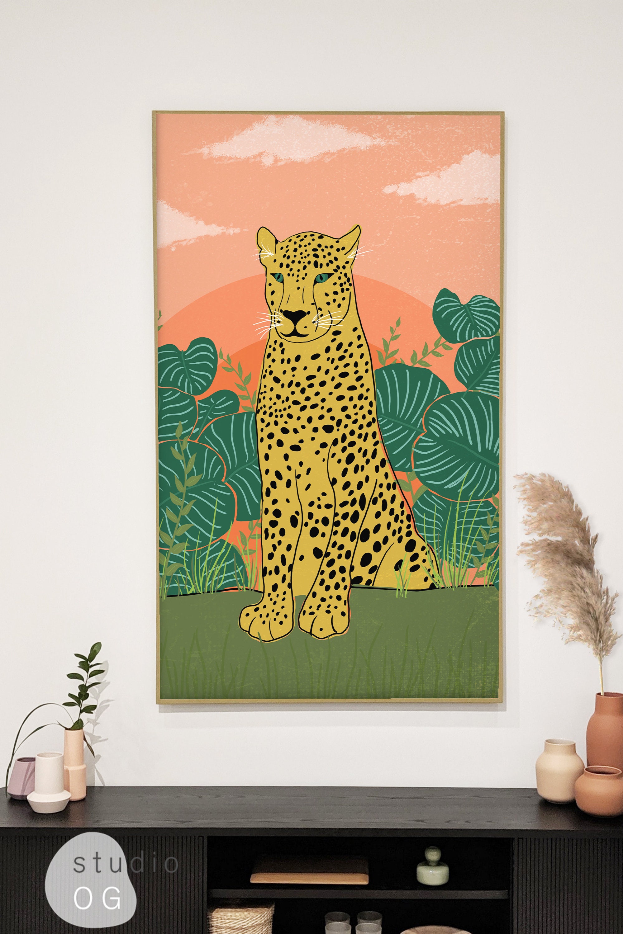 Cheetah Art Print Cheetah Wall Art Modern Art Print Jungle | Etsy