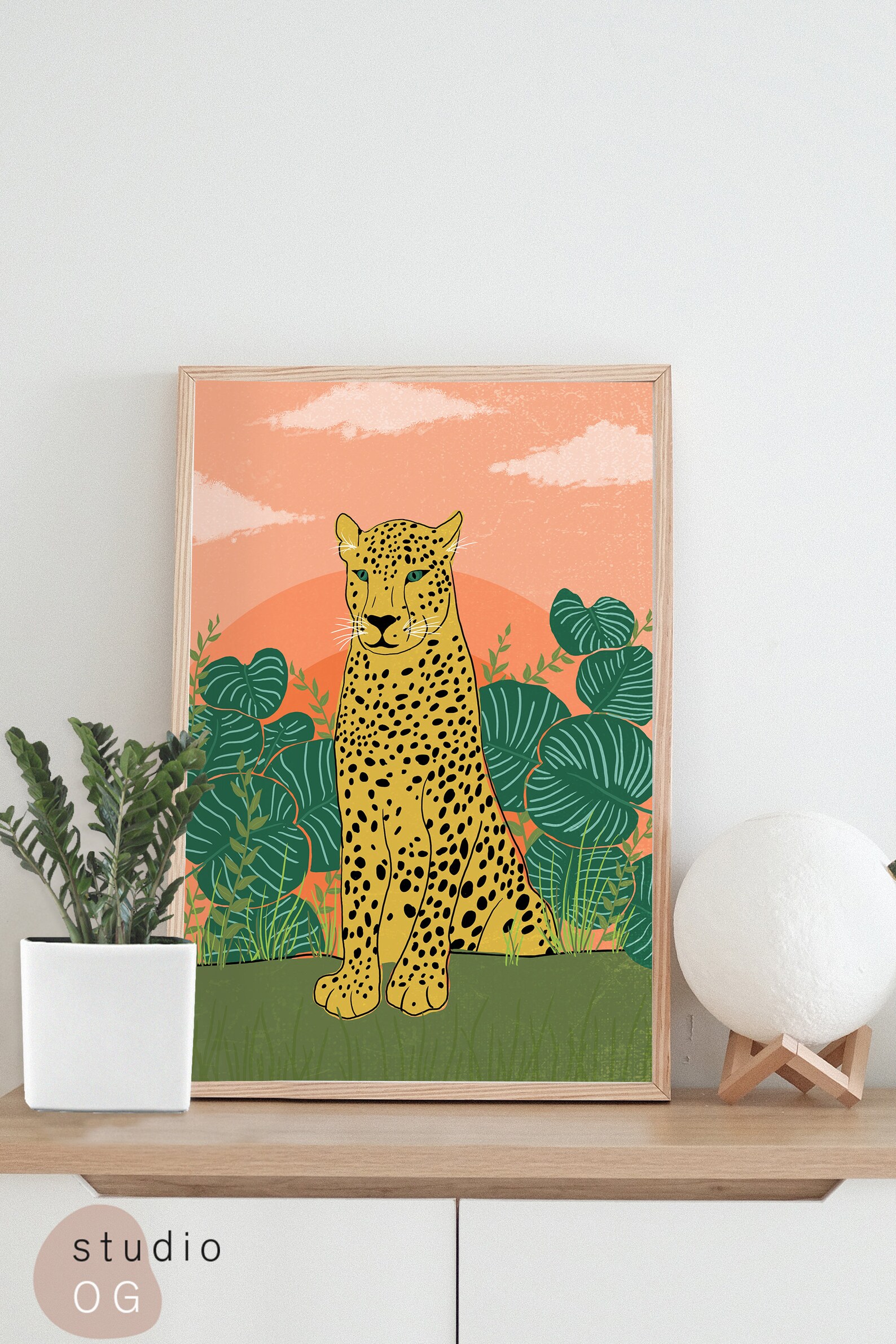 cheetah-art-print-cheetah-wall-art-modern-art-print-jungle-etsy