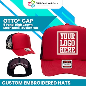 Custom Embroidered Trucker Hat, Embroidery Logo Text Hats, Front, Side ...