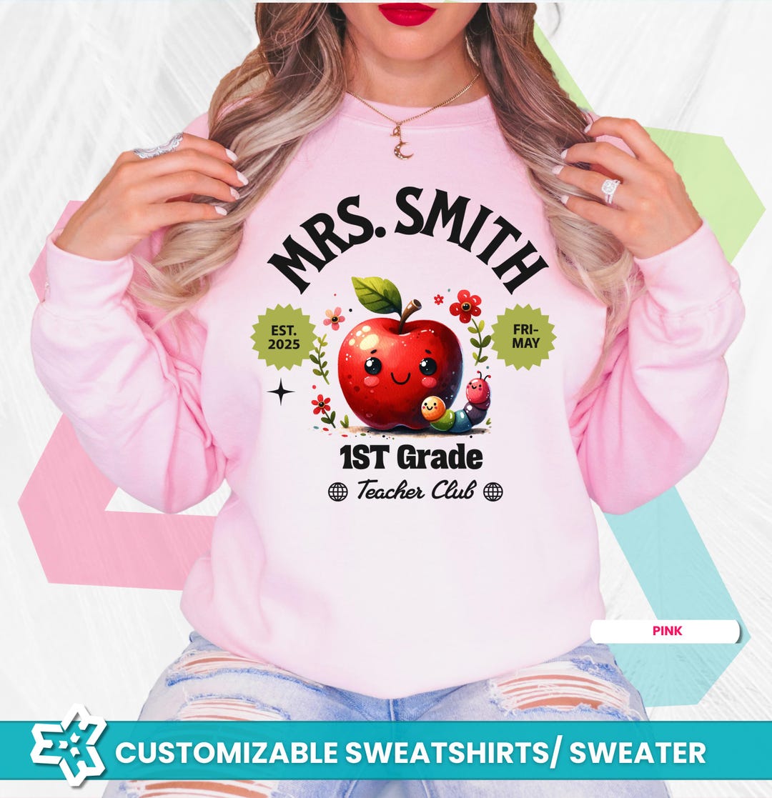 Custom Teacher Sweater, Personalized Teacher Name Crewneck Sweatshirt ...