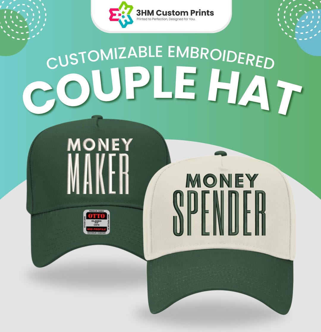 Custom Couple Hats Set – Matching Embroidered Caps for Him and Her ...