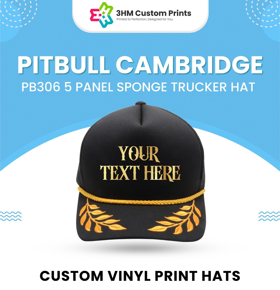 Custom Captain Hat | Nautical Trucker Hats With Gold Text | Beach Yacht ...