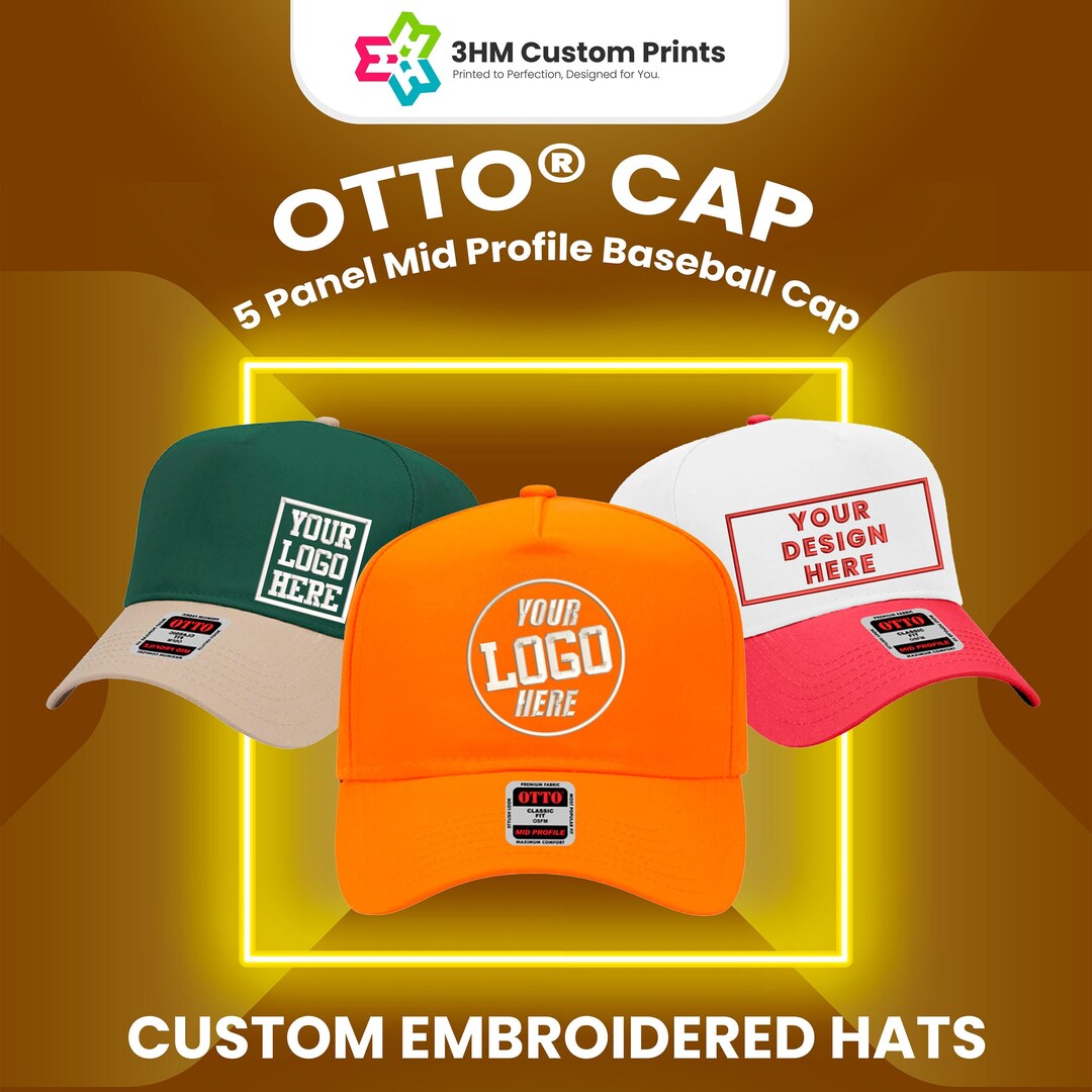 Custom 5 Panel Hat, Personalized Embroidered Hat, OTTO® CAP 5 Panel Mid ...