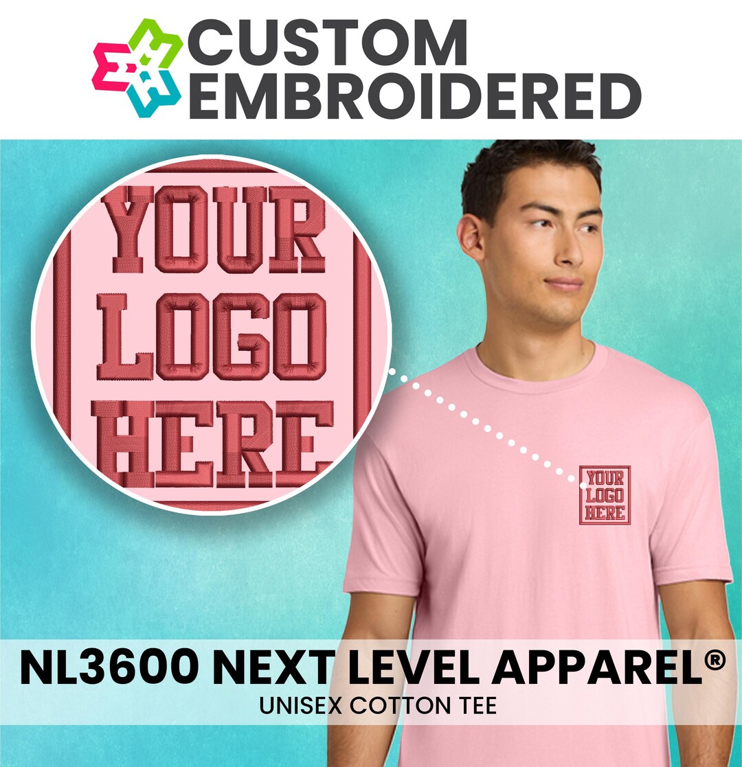Custom Unisex Cotton Tee, Personalized Embroidered Shirts, Unisex ...