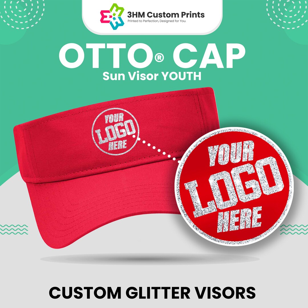 Personalized Glitter Font Youth Visor Hat, Custom Text Youth Hat With ...