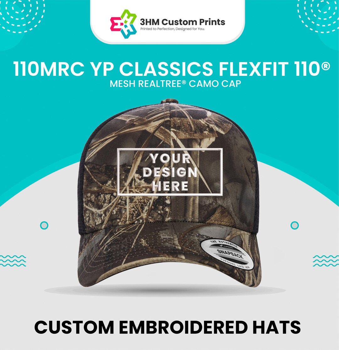 Embroidered Camo Cap, Custom Embroidered Design, Custom Cap ...