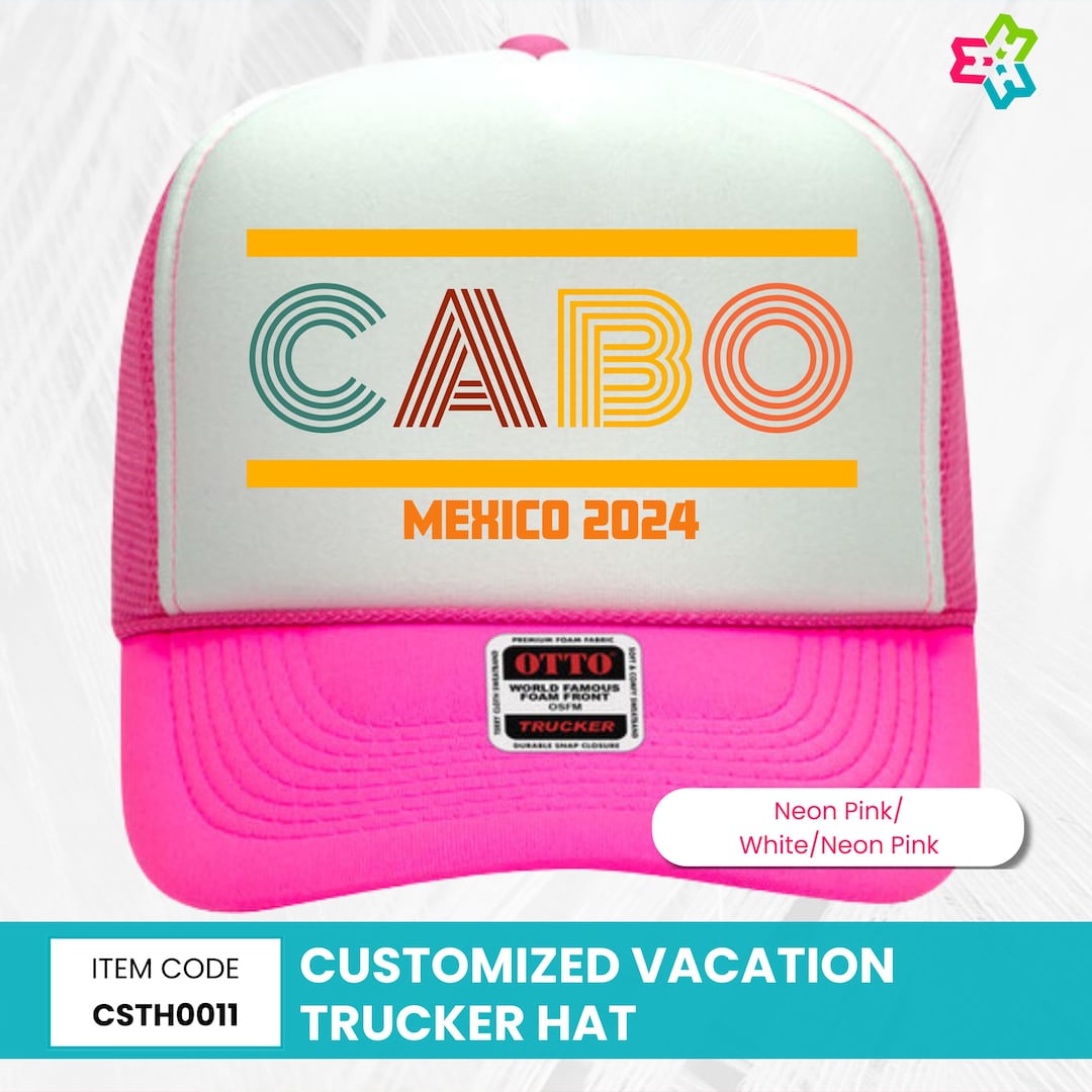 Cabo Mexico Custom Trucker Hats, Personalized Family Vacation Hats ...