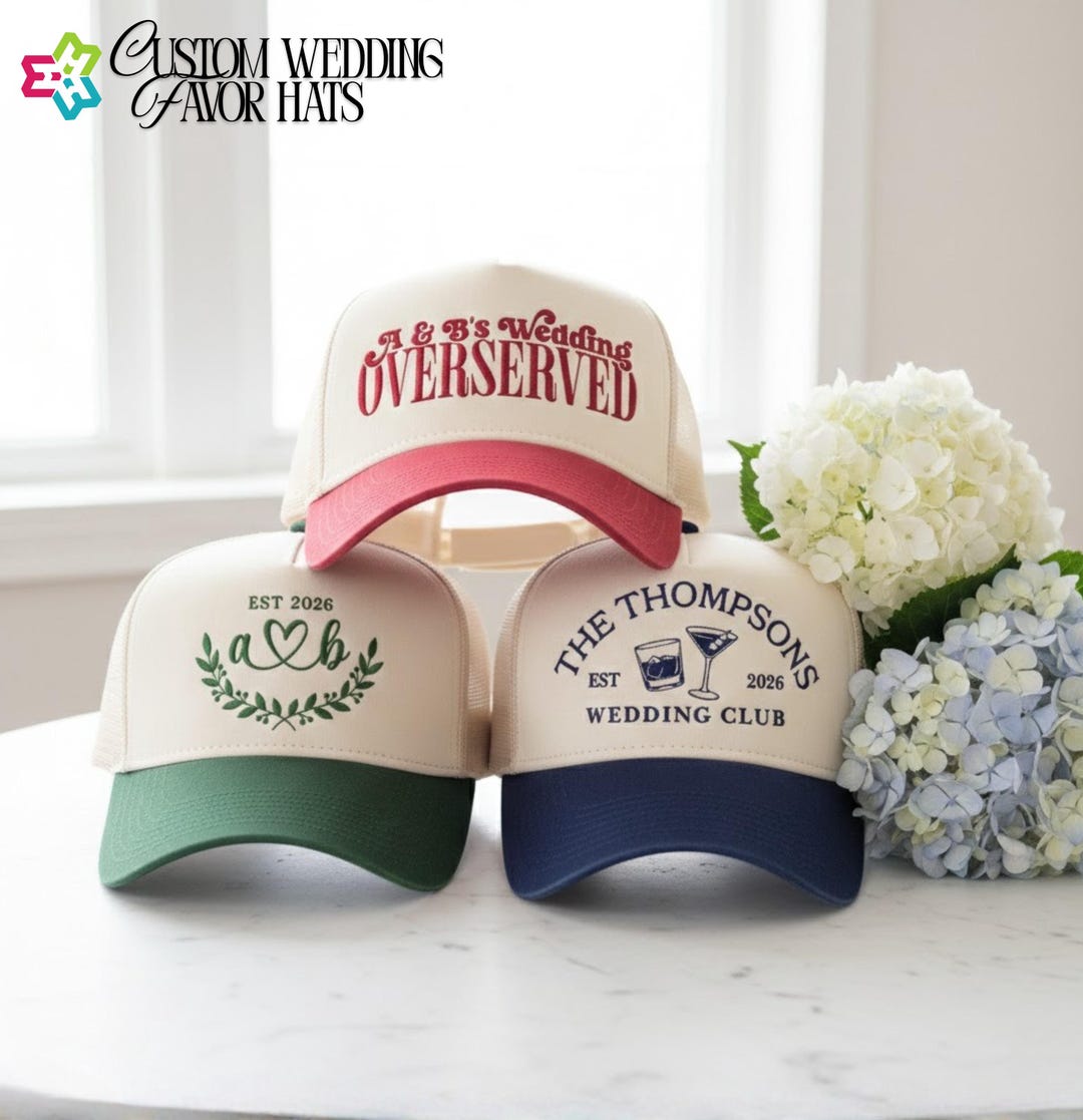Wedding Hats Custom Embroidered Bachelorette Hats Personalized Luxury ...
