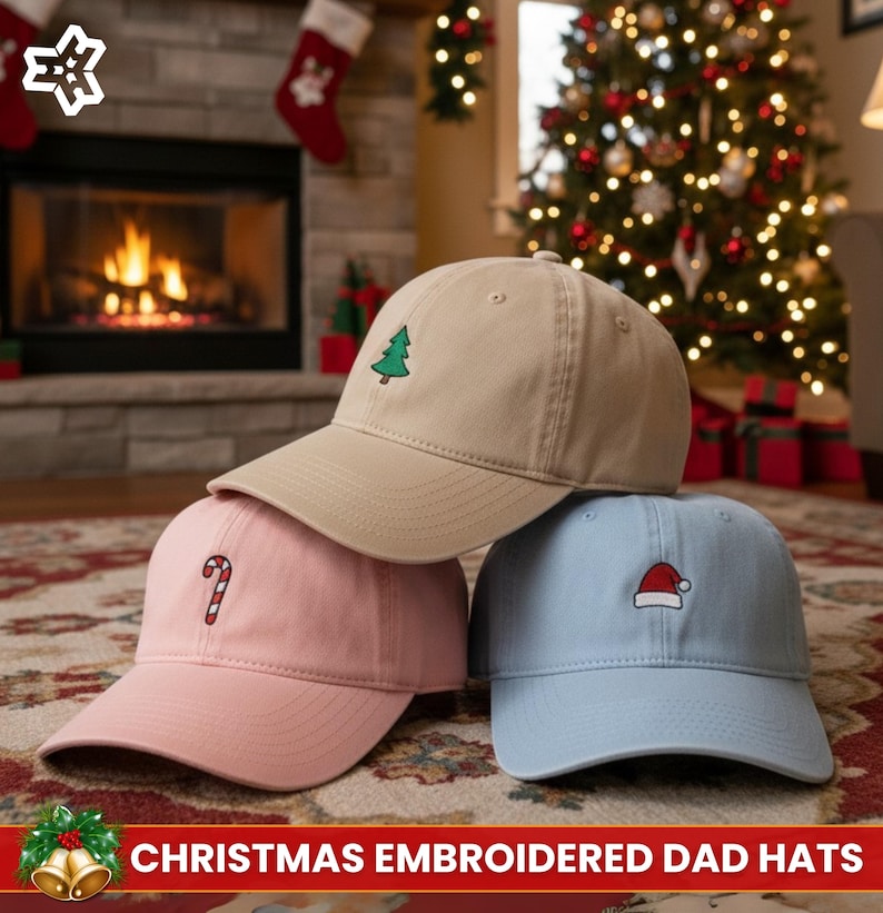 Custom Christmas Embroidered Dad Hat – Santa, Reindeer, Snowman, or ...