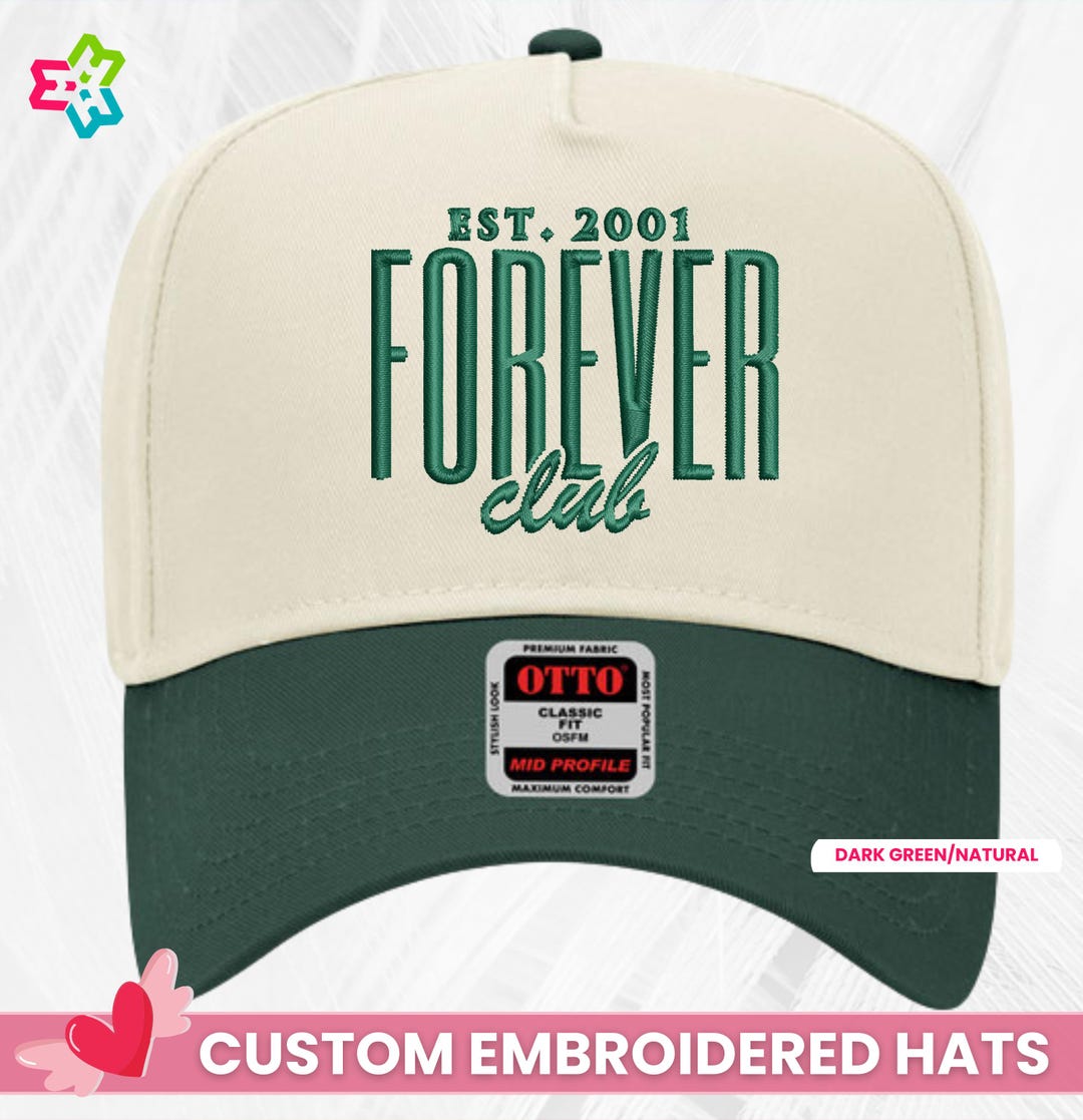 Custom Embroidered Hat for Couple, Personalized Text and Date Club Hats ...