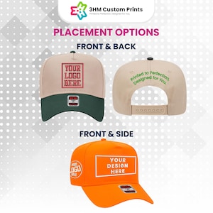 Custom 5 Panel Structured Hat, Personalized Embroidered Logo Text Front ...