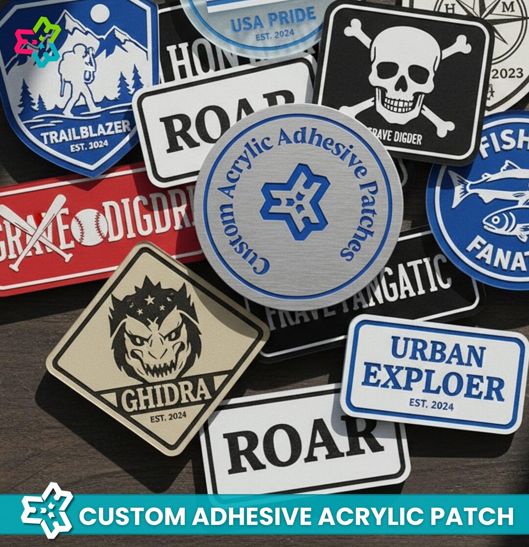 Custom Logo Acrylic Patches, Laser Engraved Acrylic Patches, Custom ...