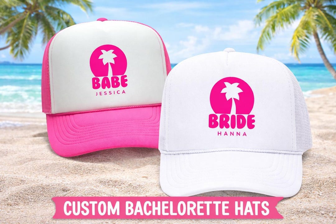 Custom Beach Bachelorette Hats Personalized Bride Bridesmaid Name Foam ...