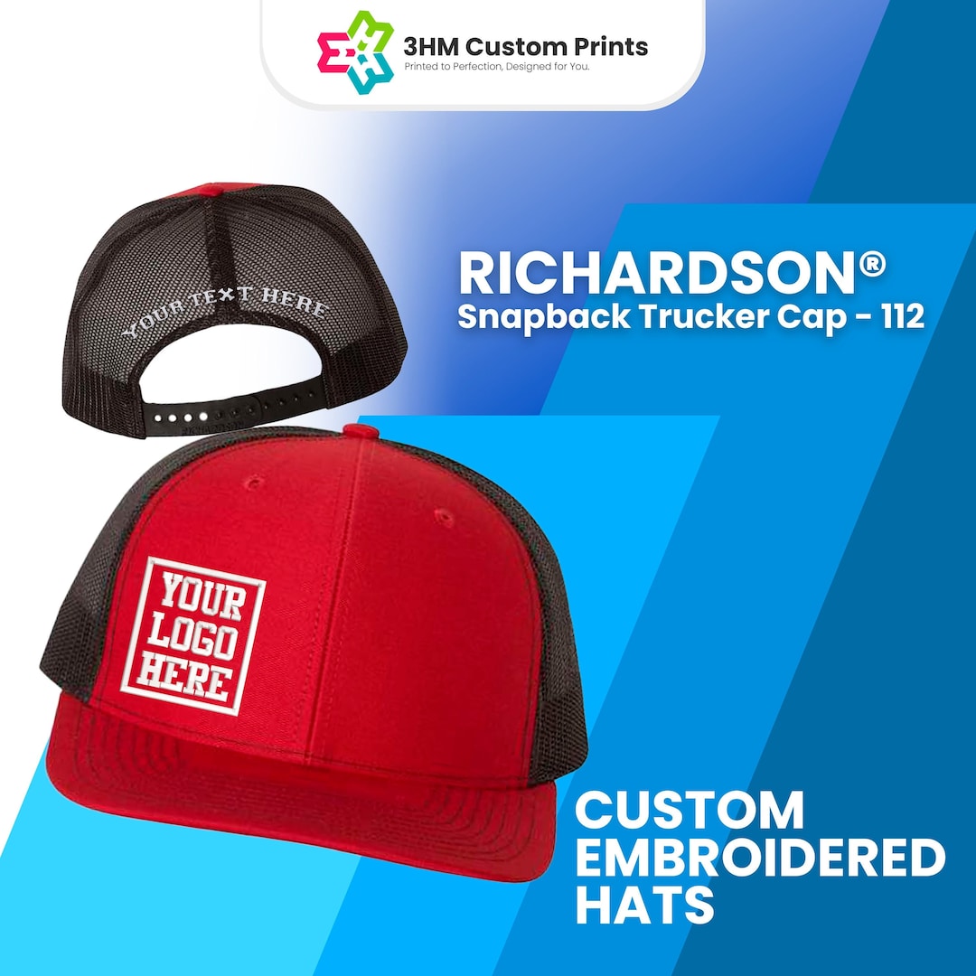 Custom Trucker Hat, Richardson® 112 Embroidered Hats, Custom Embroidery ...