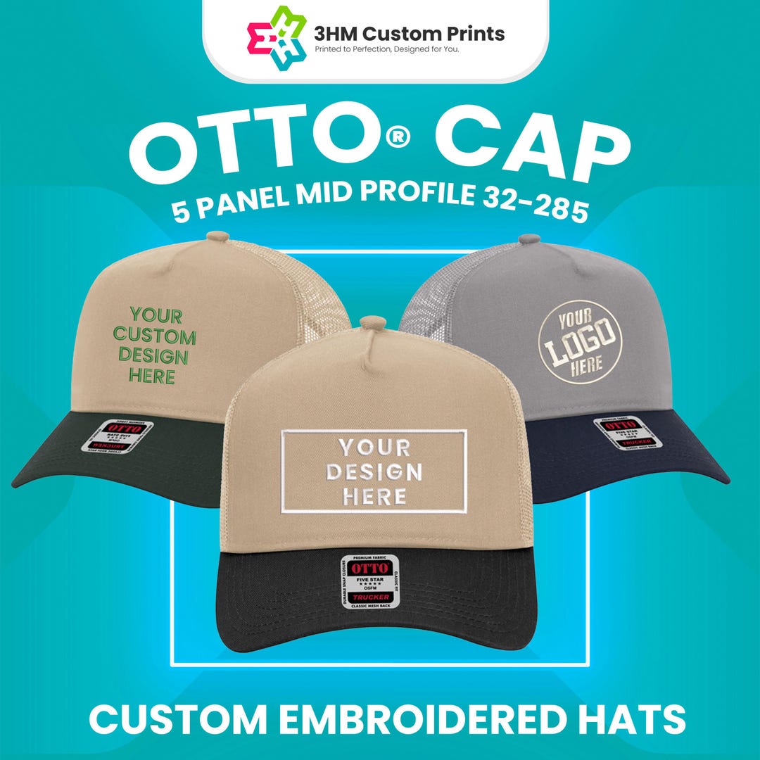 Custom Embroidered 5 Panel Hat, Personalized Logo Text Five Panel Hat, Custom Embroidered Hat ...