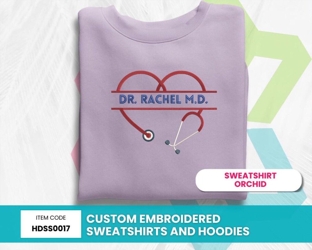 Medical Doctor MD Embroidery Sweatshirt, Gift for Doctor Embroidered ...