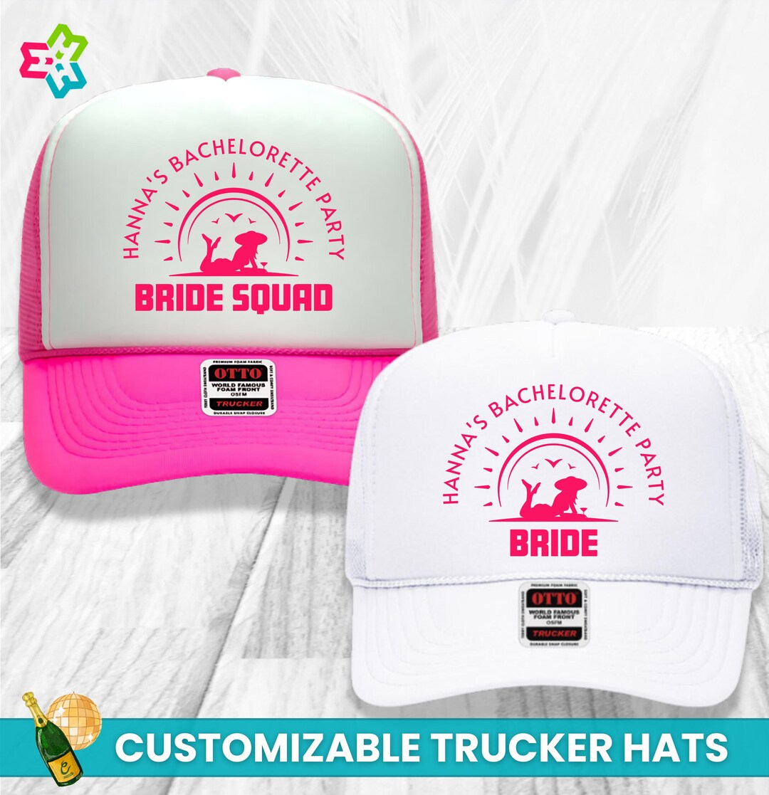 Personalized Team Bride Hats – Bride & Squad Bachelorette Hats ...