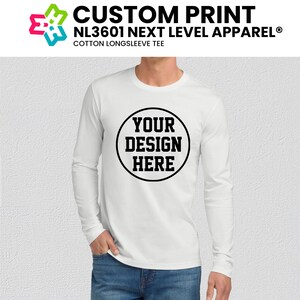 Custom Cotton Long Sleeve Tee, Personalized Long Sleeve Shirts, Custom ...