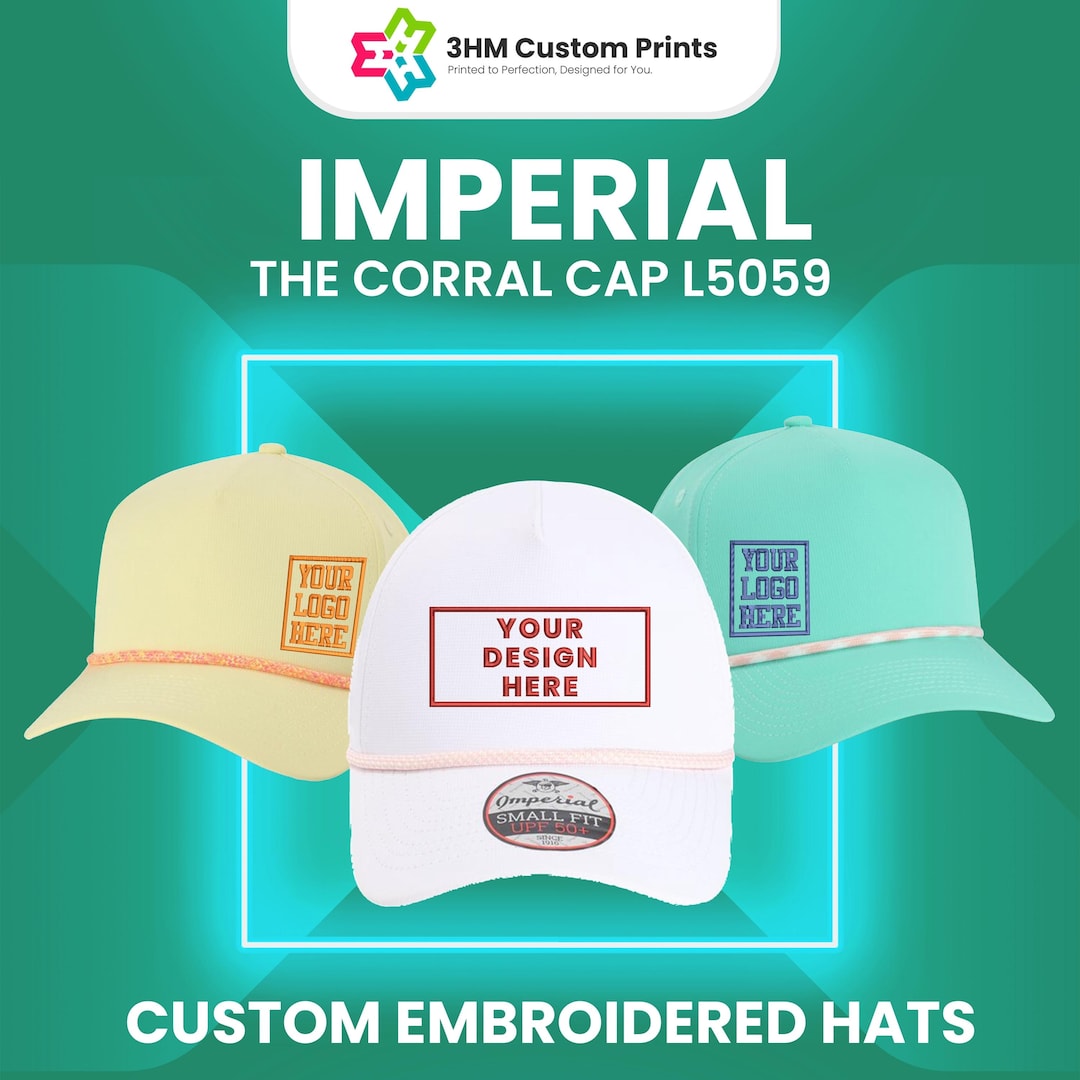 Custom Embroidered 5 Panel Hat | Personalized Logo Text Imperial® -the Corral Pastel Color With ...