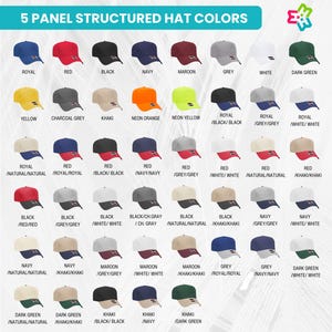 Custom 5 Panel Structured Hat, Personalized Embroidered Logo Text Front ...