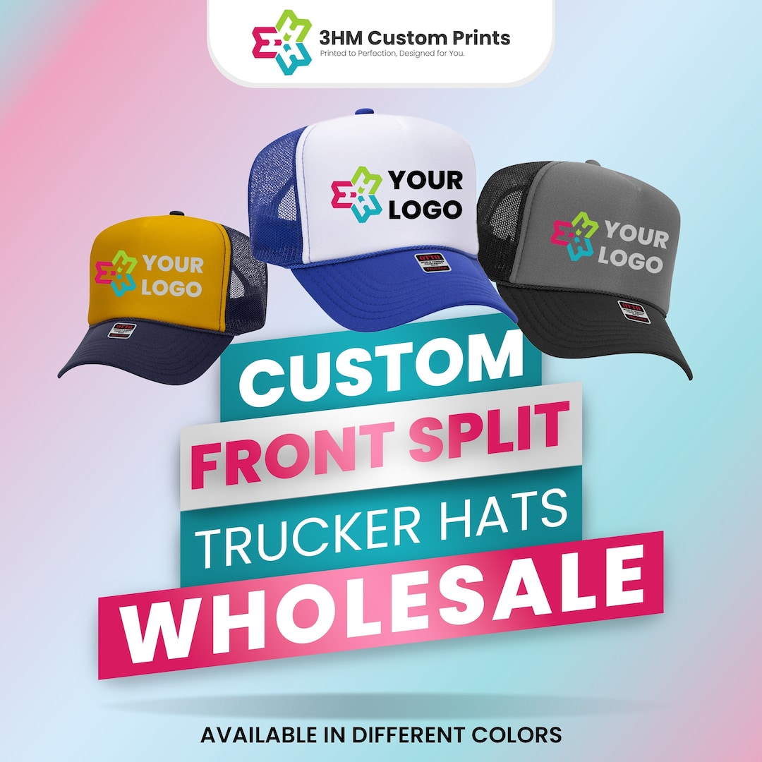 Personalized Front Split Trucker Hats Bulk Order, Custom Front Split Trucker Hats for Your ...