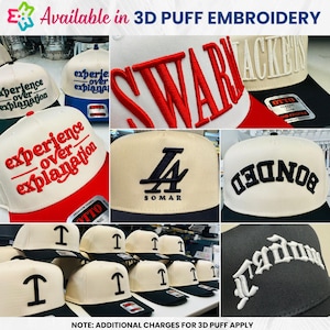 Custom 5 Panel Structured Hat, Personalized Embroidered Logo Text Front ...