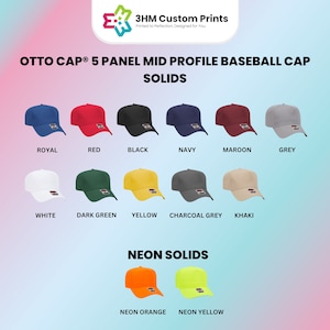 Custom 5 Panel Structured Hat, Personalized Embroidered Logo Text Front ...
