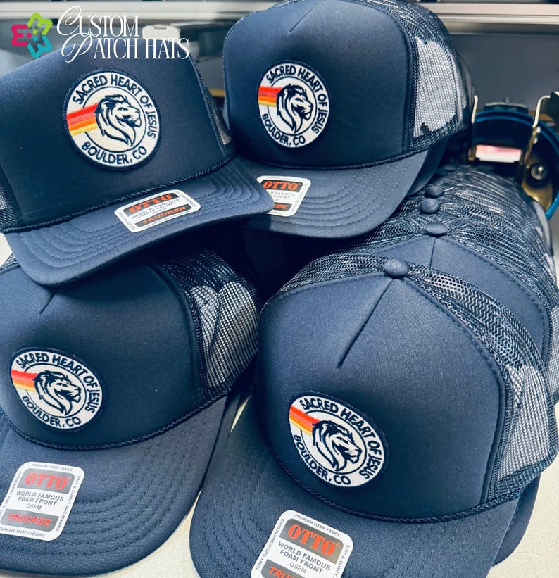 Embroidered Patch Trucker Hat Custom | Business Logo Hats Bulk ...
