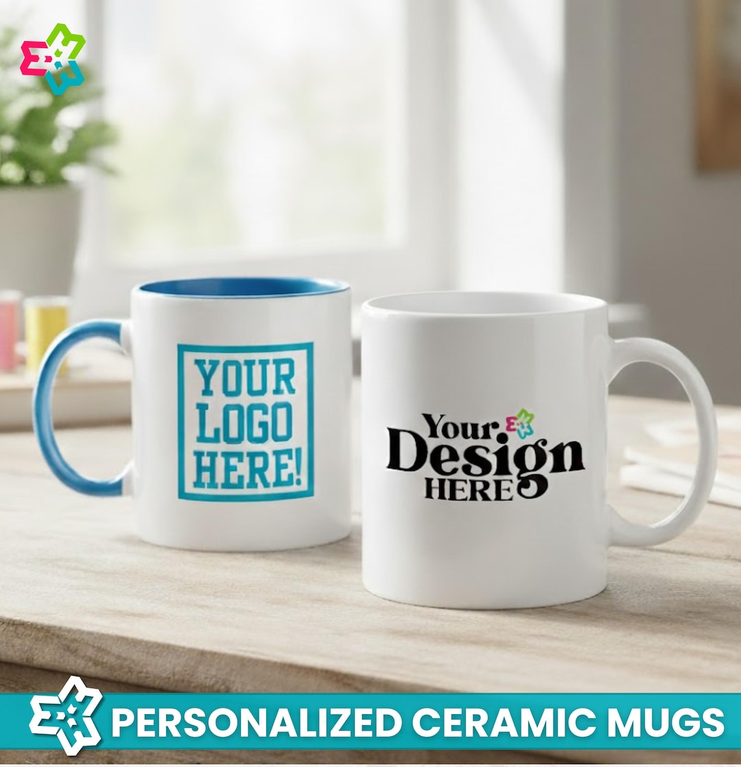 Custom Coffee Mugs Full Color Logo Photo Print Personalized Two-tone ...