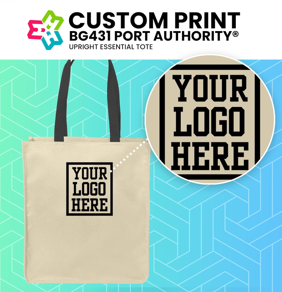 Custom Cotton Upright Essential Tote, Personalized Text and Logo Tote ...