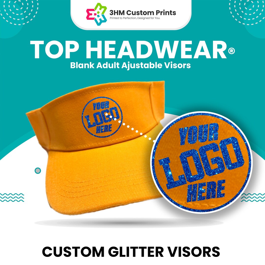 Custom Glitter Font Visor Hat for Adults, Personalized Text Option ...