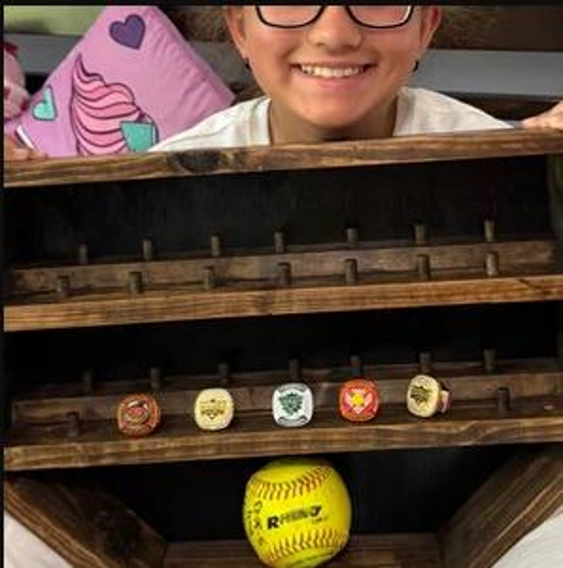 Softball Ring Holder, Sports Ring Display, Softball Ring Holder Home ...