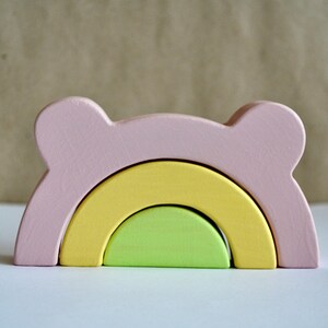 Wooden Bear Rainbow Stacking Toy Personalized Wooden Toy for Toddler - Etsy