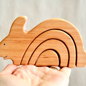 Wooden Rainbow Stacker Rabbit Wooden Puzzle Bunny Toy - Etsy