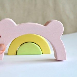 Wooden Bear Rainbow Stacking Toy Personalized Wooden Toy for Toddler - Etsy
