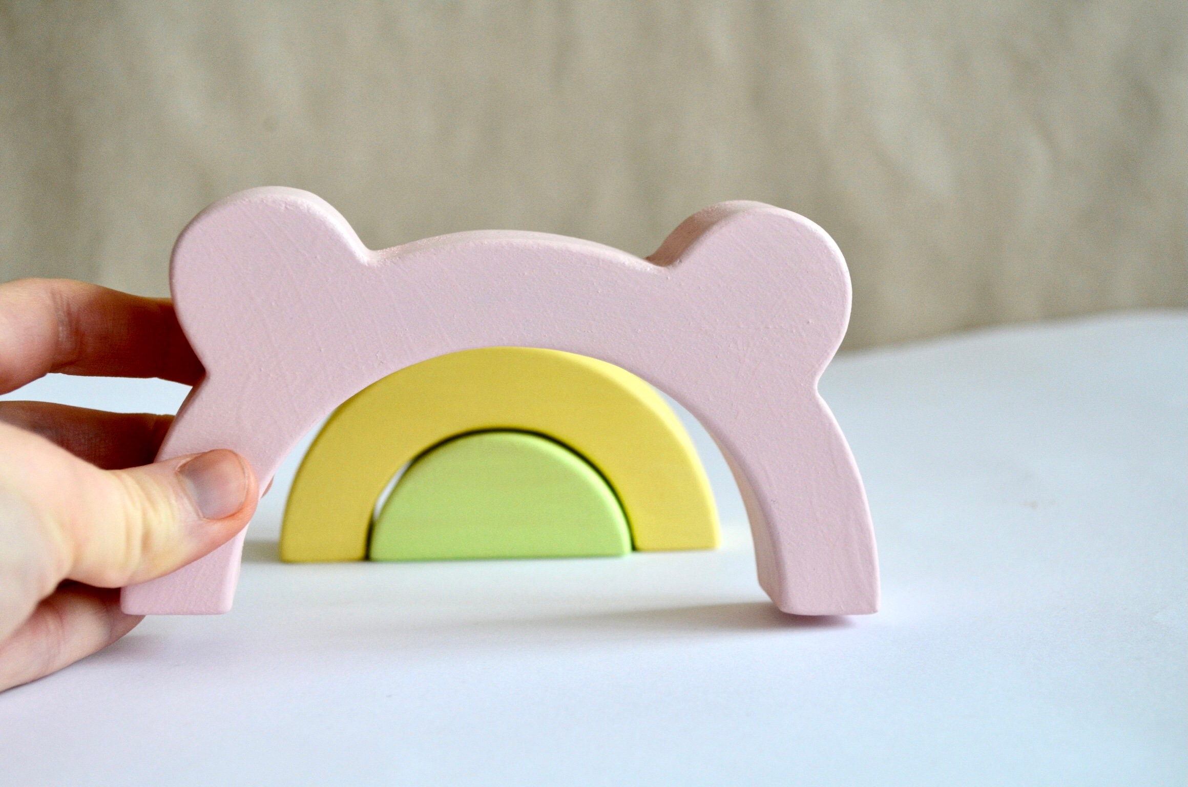 Wooden Bear Rainbow Stacking Toy Personalized Wooden Toy for Toddler - Etsy