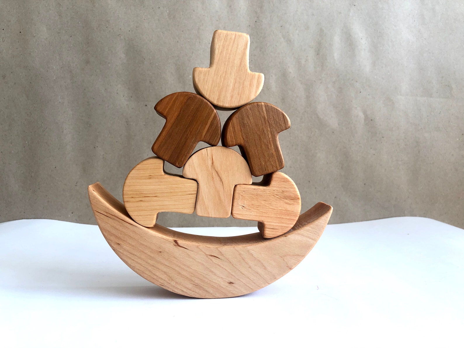 Wooden Balance Toy Wooden Pyramid Game Natural Educational Gift for ...
