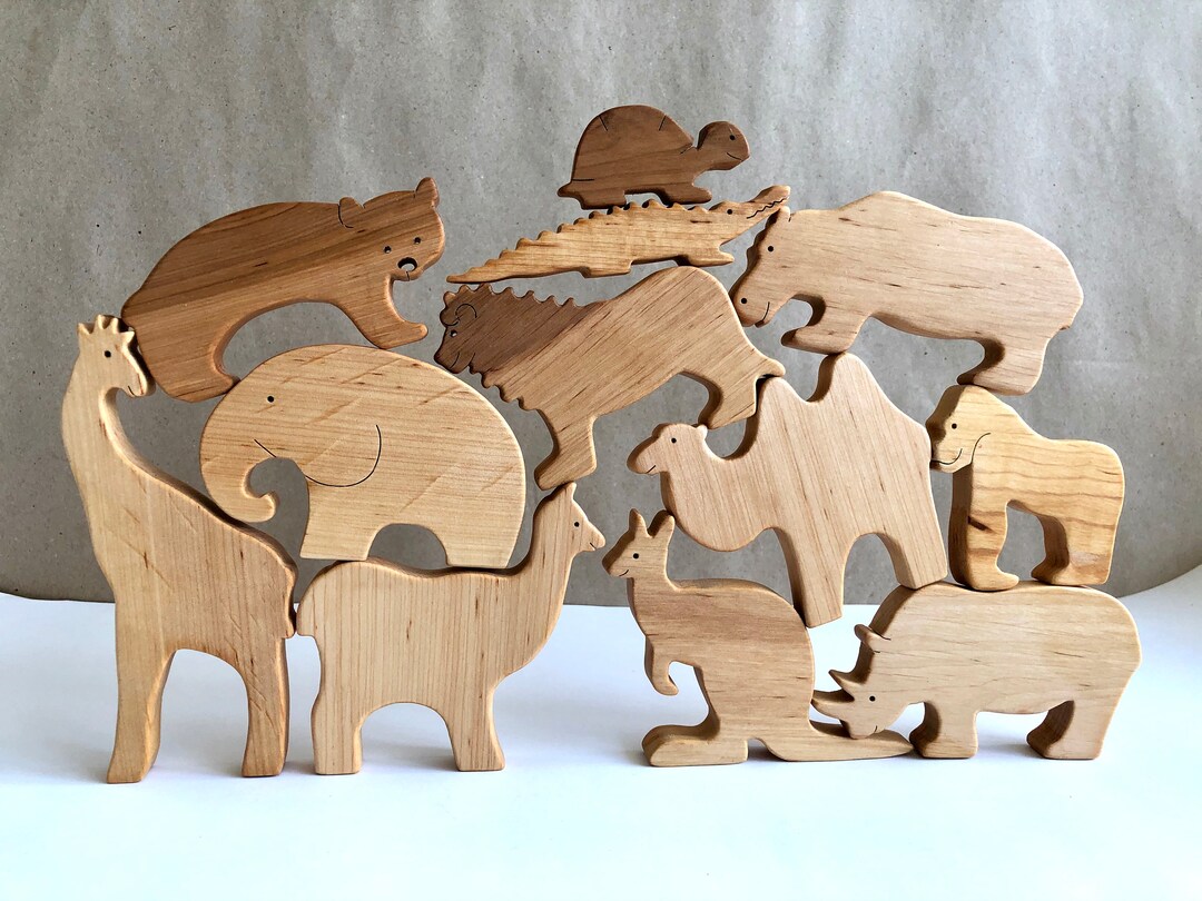 Wooden African Animals Toy Set Safari Animals Play Set - Etsy