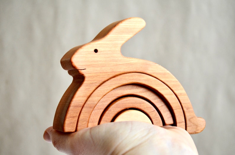 Wooden Bunny Personalized Rainbow Stacker Toy easter Wooden Gift ...