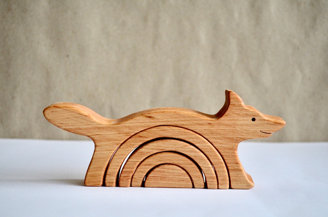 Wooden Fox Rainbow Stacking Toy Personalized Wooden Toy for Toddler ...
