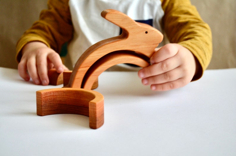 Wooden Bunny Personalized Rainbow Stacker Toy easter Wooden Gift ...