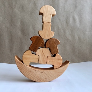 Wooden Balance Toy Wooden Pyramid Game Natural Educational Gift for ...